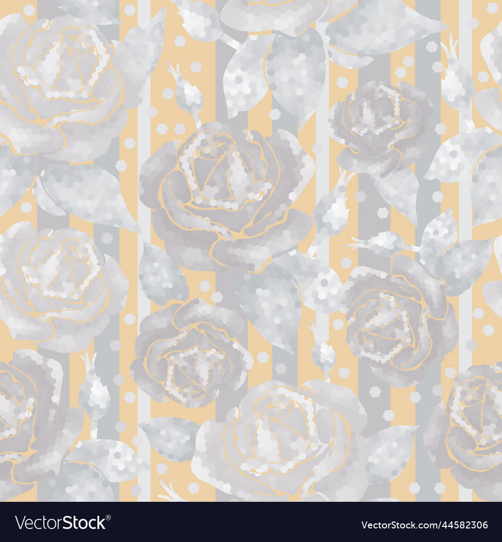Seamless pattern pattern with roses geometric line