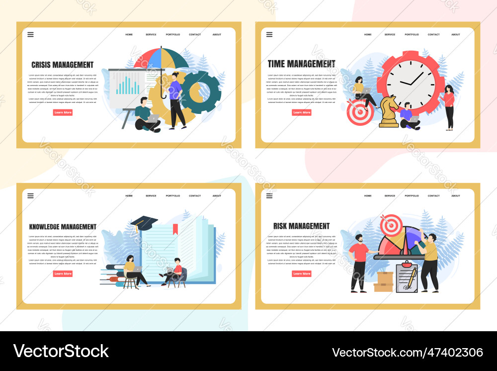 Set of web page design templates for management Vector Image