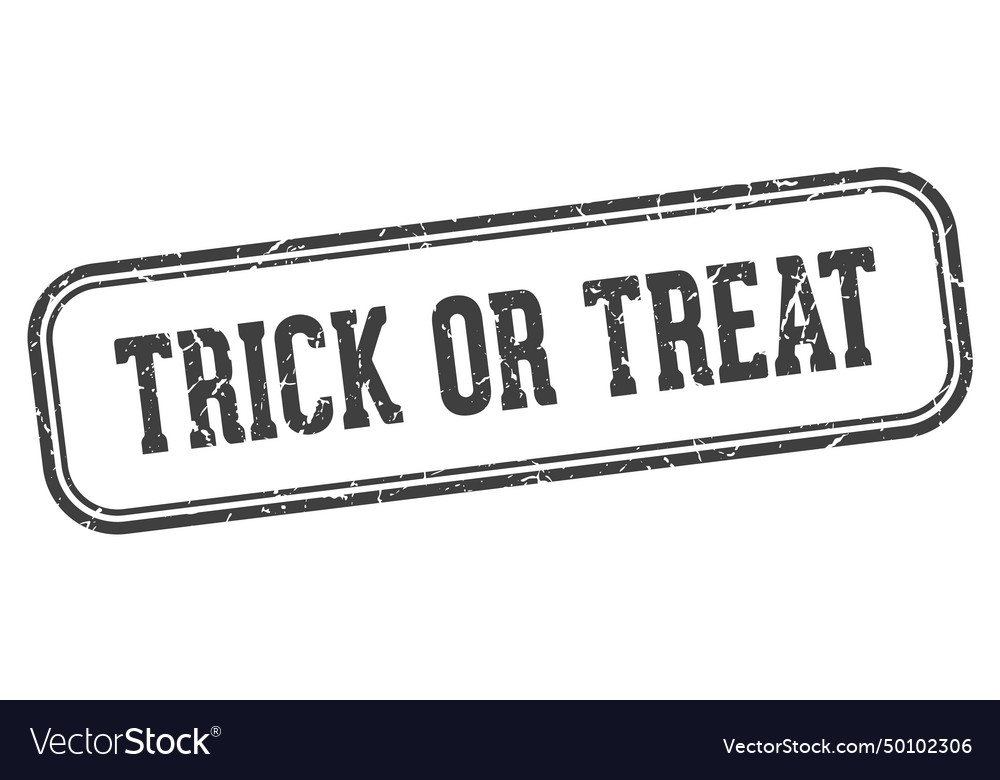 Trick or treat stamp rectangular Royalty Free Vector Image