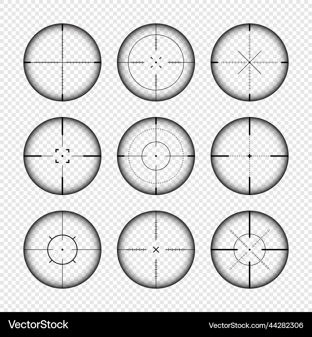 Various weapon sights sniper rifle optical scopes Vector Image