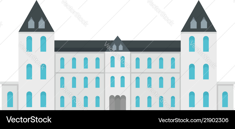White royal castle city icon flat style Royalty Free Vector