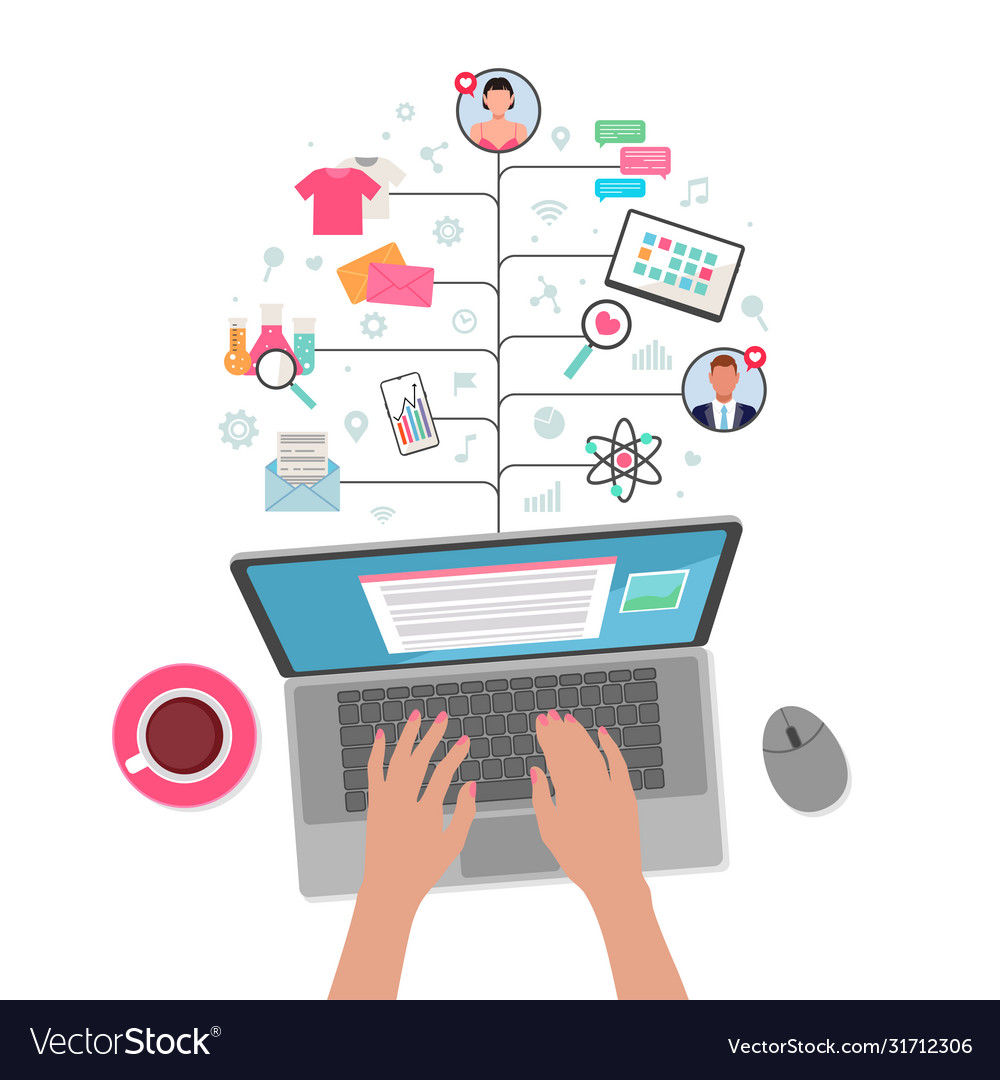 Work on computer Royalty Free Vector Image - VectorStock
