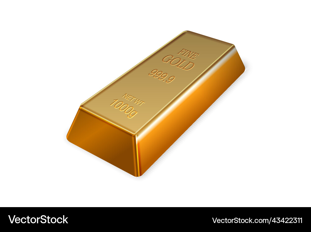 3d realistic gold bar on a white background Vector Image