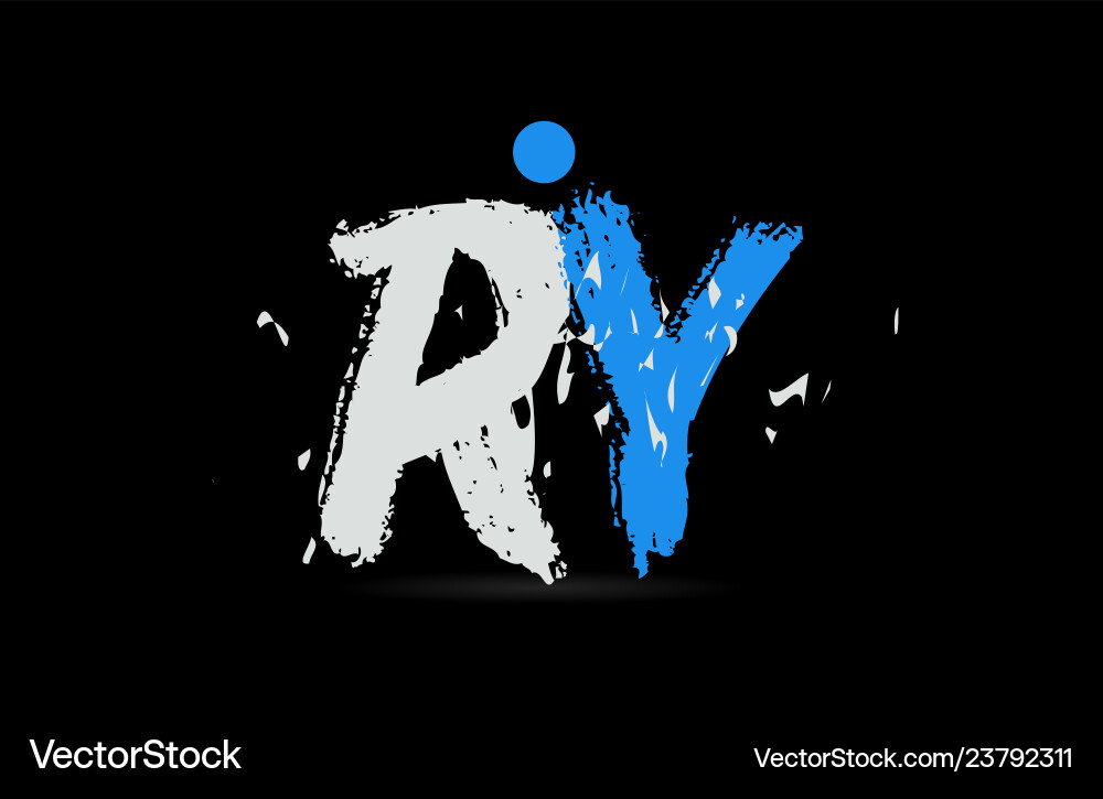Blue white alphabet letter combination ry r y Vector Image