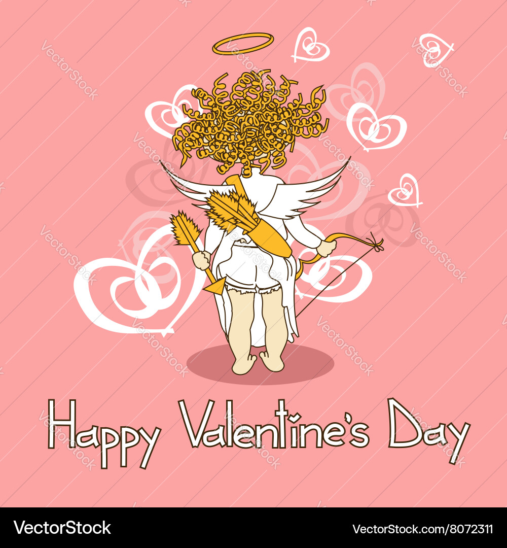 Card for valentines day with cupid Royalty Free Vector Image