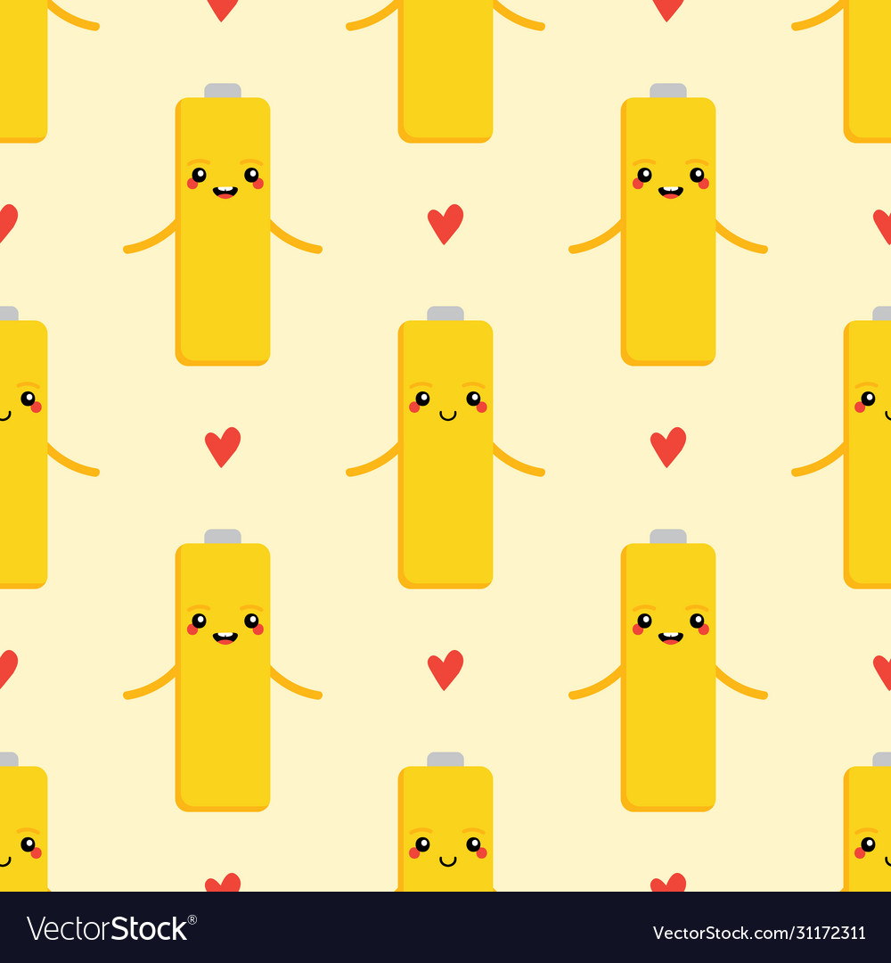 Cartoon style batteries accumulators pattern Vector Image