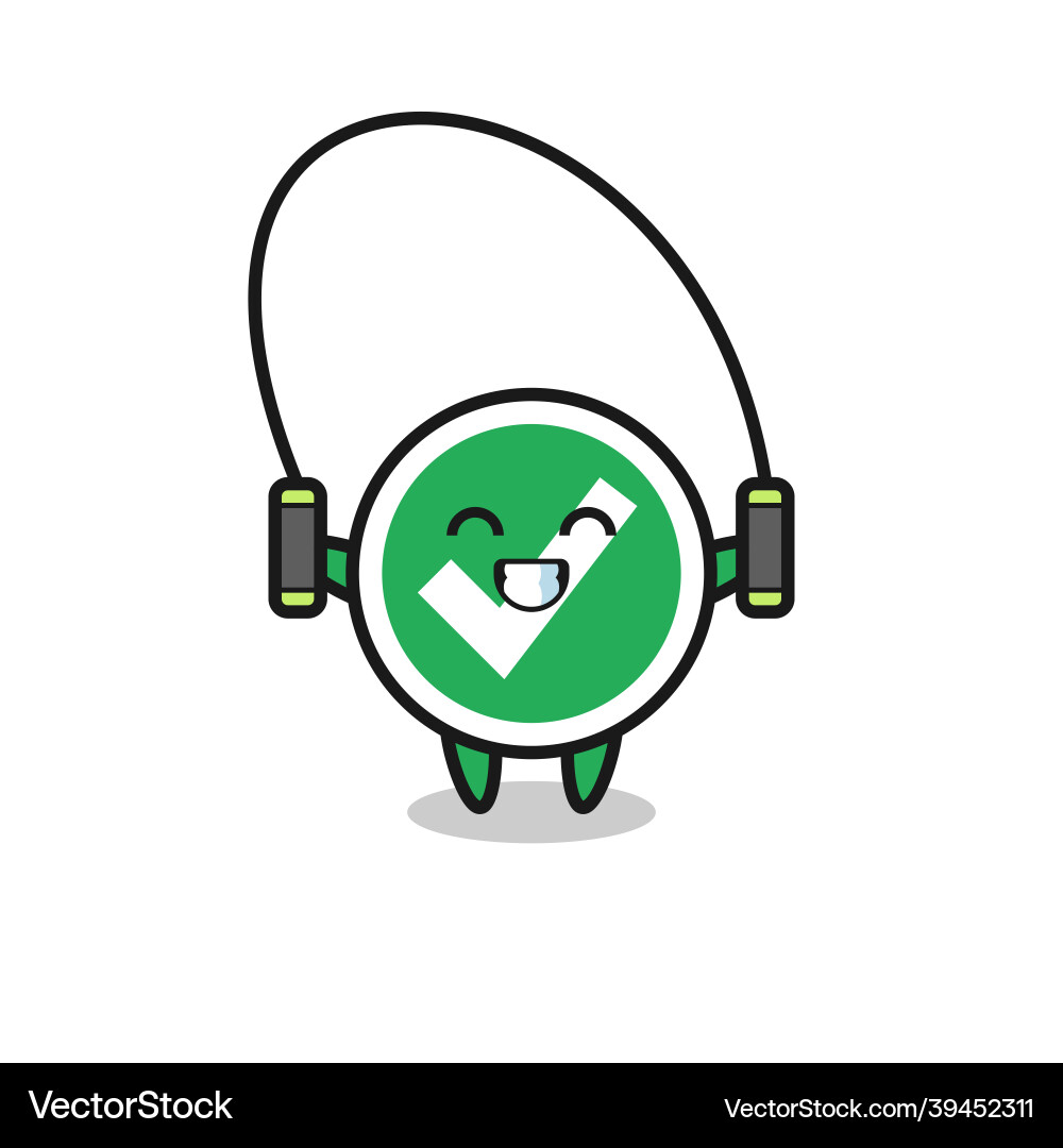 Check mark character cartoon with skipping rope Vector Image