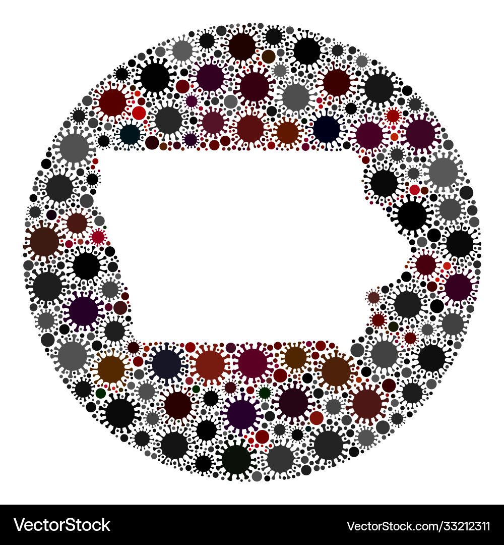 Coronavirus stencils round iowa state map mosaic Vector Image