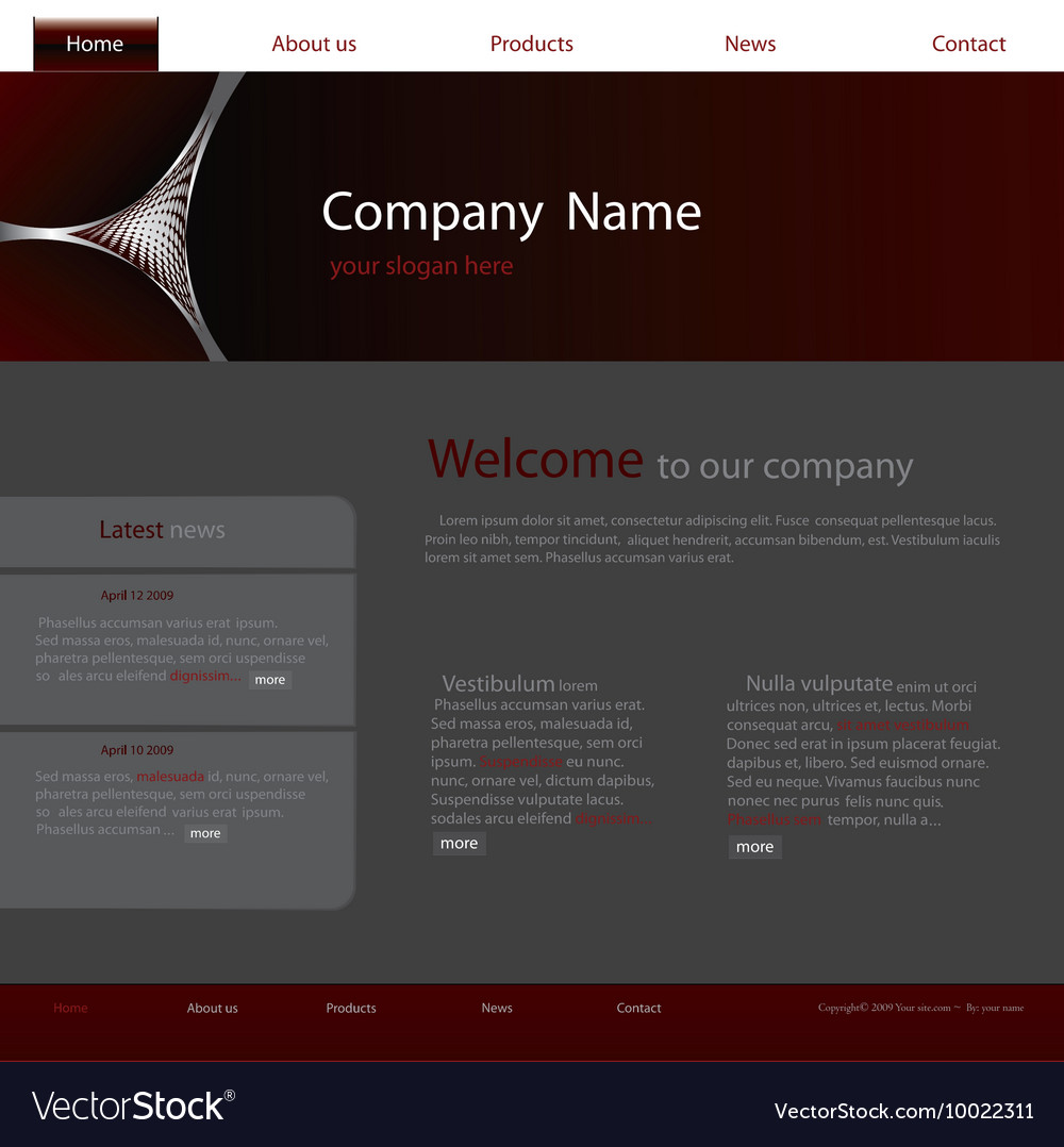 Editable website template Royalty Free Vector Image