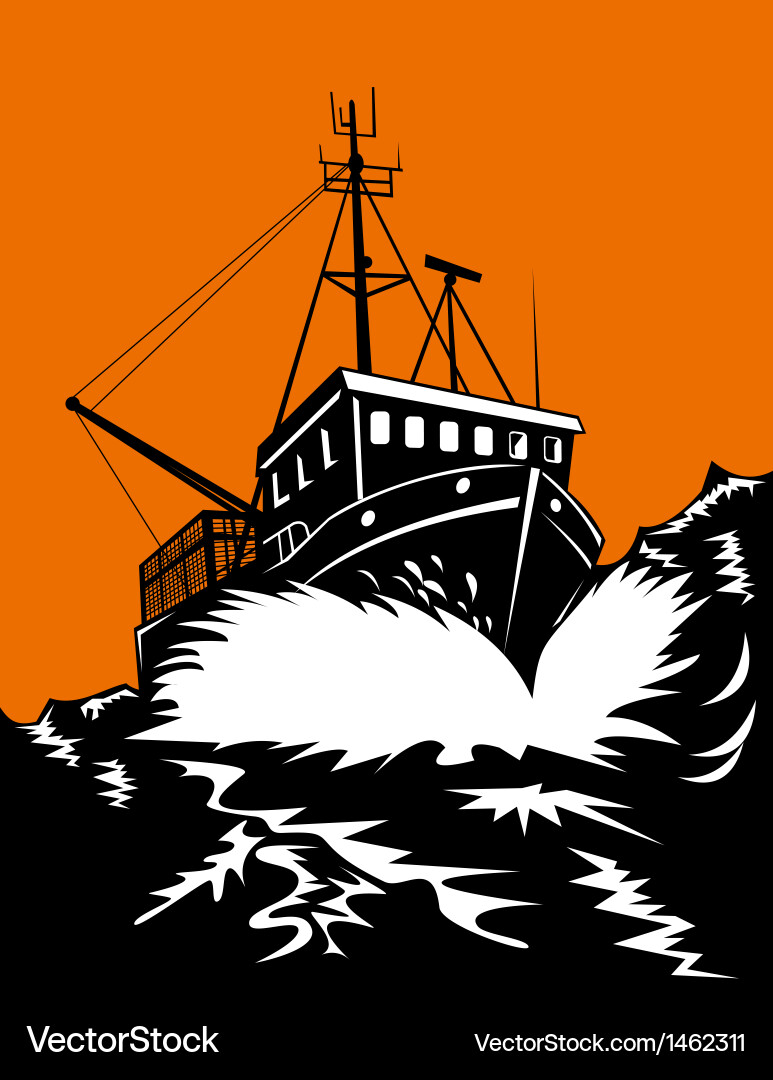 Fishing boat at sea Royalty Free Vector Image - VectorStock