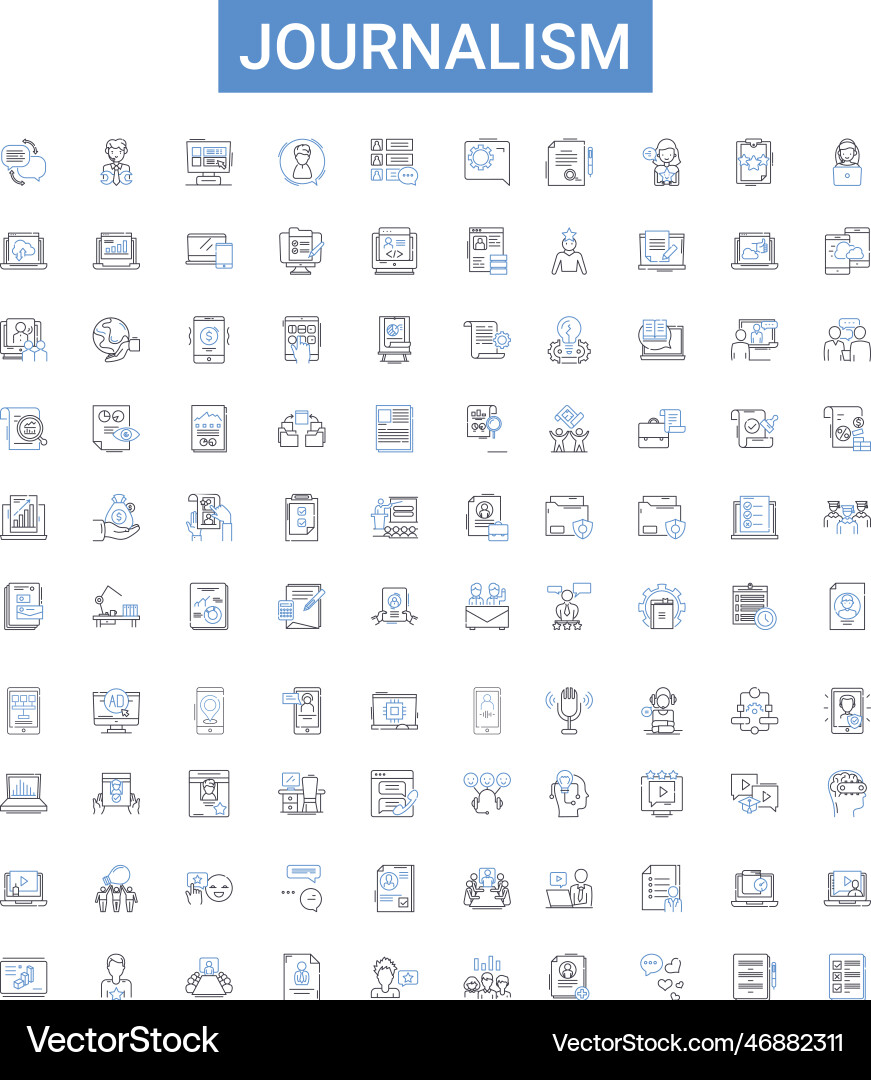 Journalism outline icons collection reporting Vector Image
