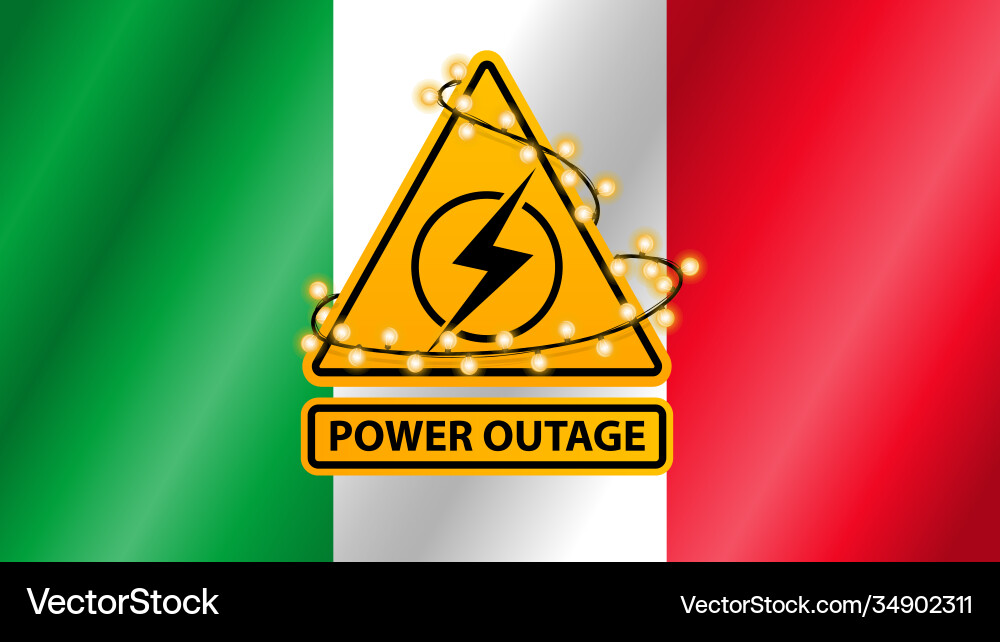 Power outage yellow warning sign wrapped Vector Image