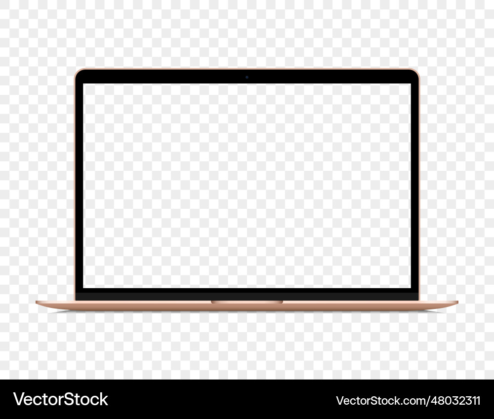 Realistic golden laptop with blank screen Vector Image