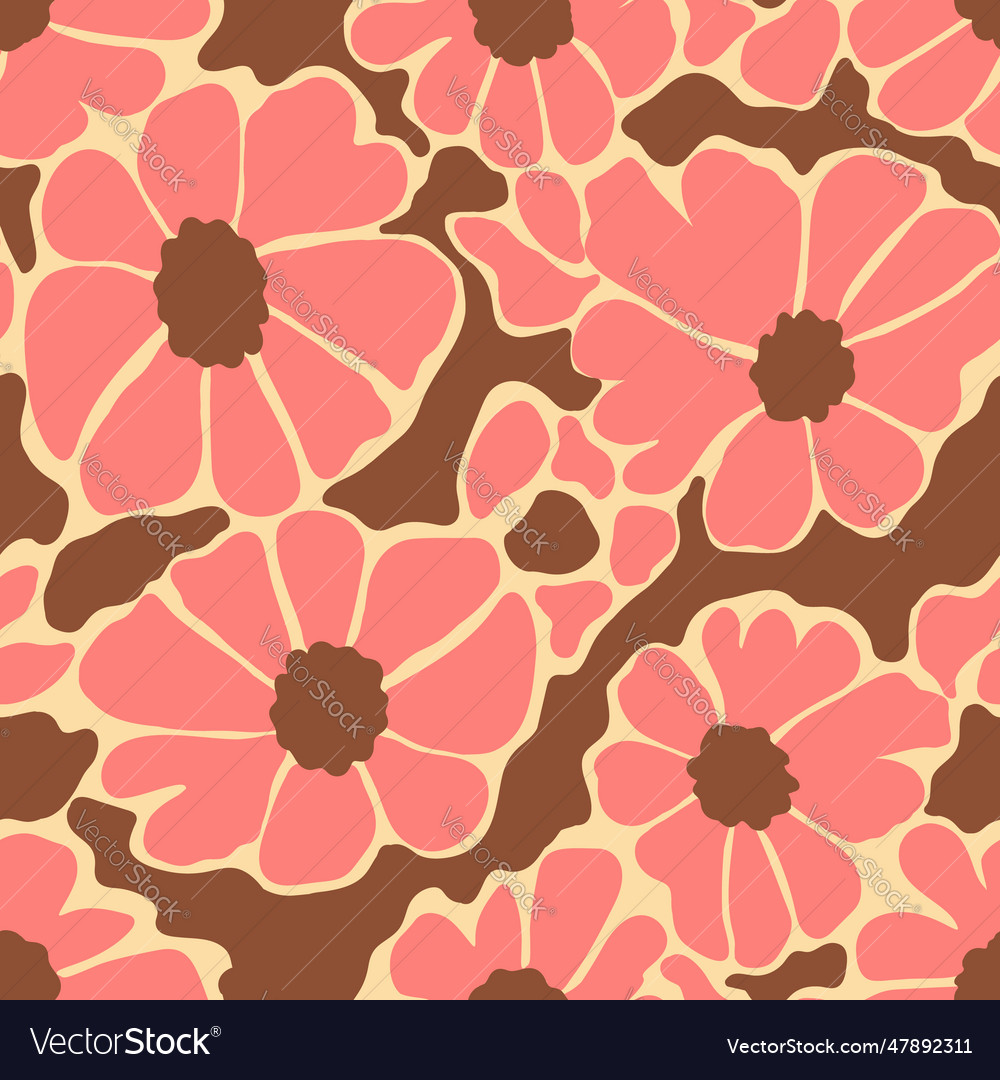 Retro groovy flowers seamless pattern vintage Vector Image Retro groovy flowers seamless pattern vintage Vector Image