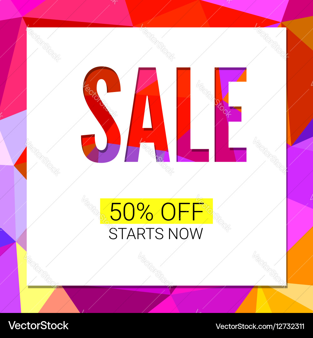 Sale banner on low poly background with elegant Vector Image