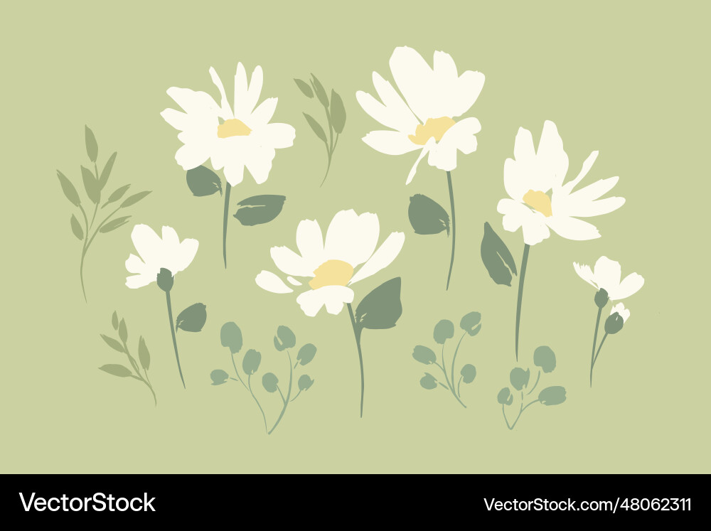 Set of abstract floral design elements leaves Vector Image
