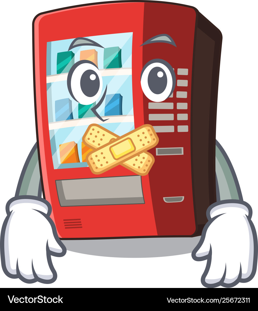 Silent toy vending machine above cartoon table Vector Image