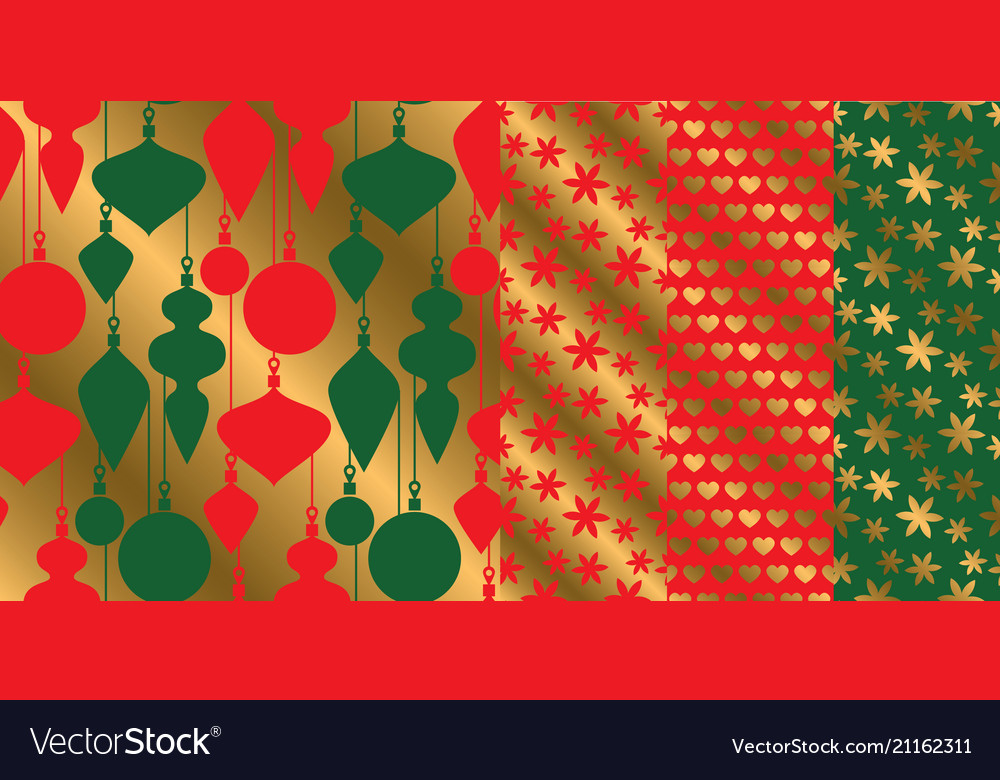 Simple geometric xmas repeatable pattern set Vector Image
