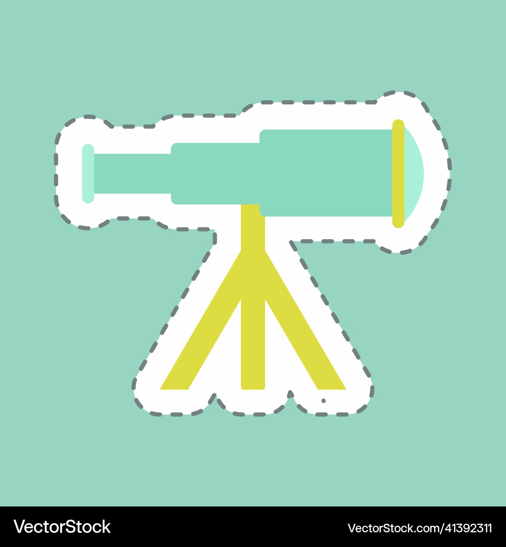 Sticker telescope on stand - line cut - simple Vector Image