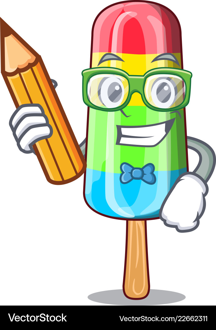 Student character beverage colorful ice cream Vector Image