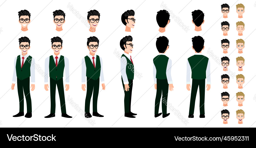University student cartoon character head set Vector Image