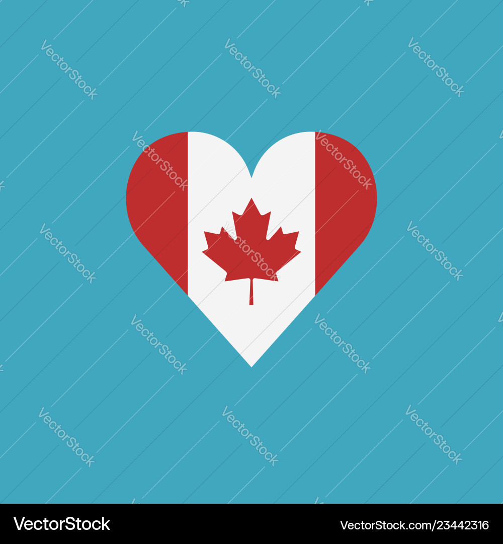 Canada flag icon in a heart shape flat design Vector Image