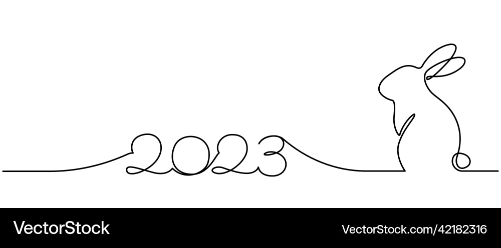 Continuous one line drawing of bunny symbol Vector Image