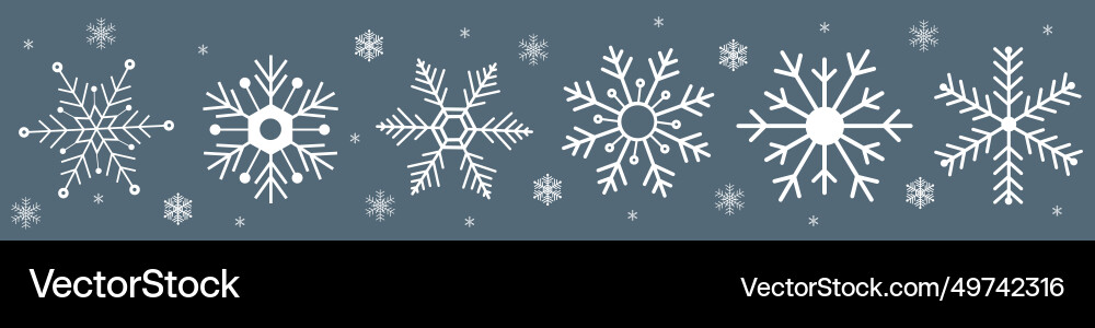 Cute snowflakes collection isolated on blue Vector Image