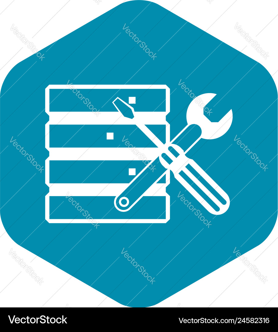 Database with screwdriverl and spanner icon Vector Image