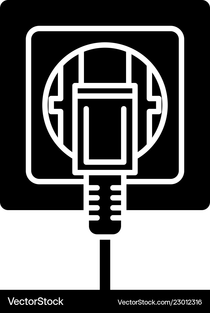 Electric outlet black icon sign Royalty Free Vector Image