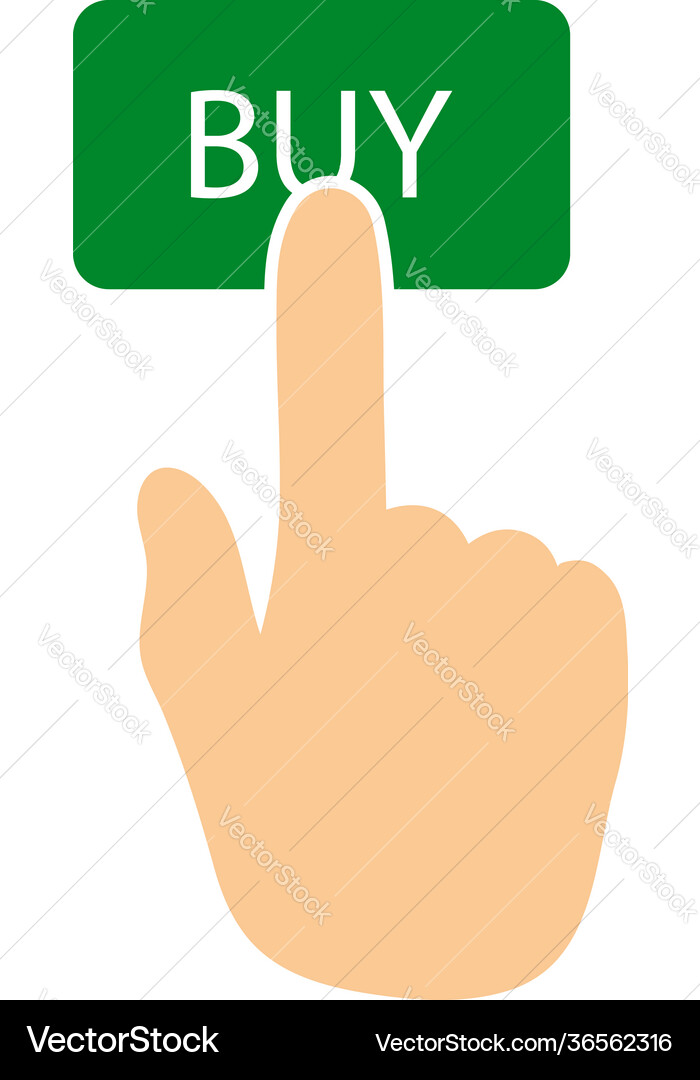 Finger push buy button icon Royalty Free Vector Image