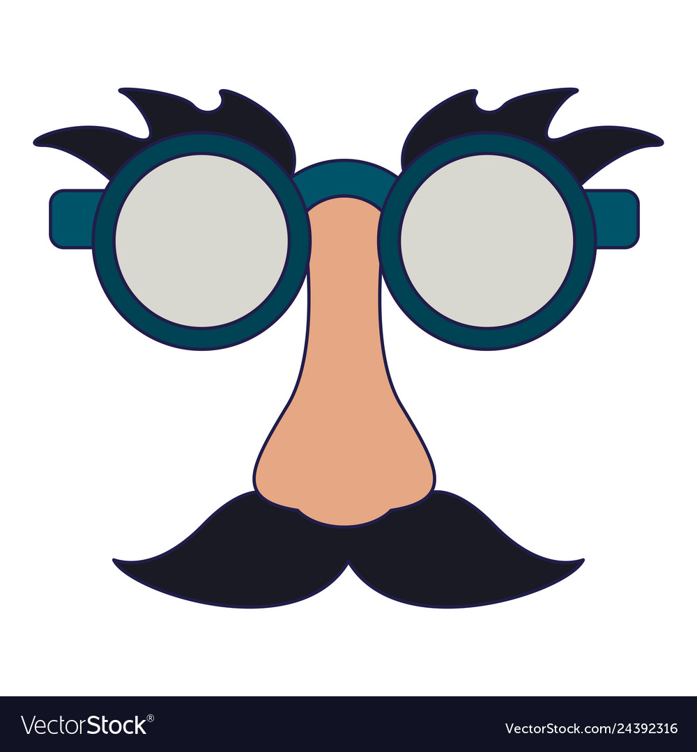 Glasses And Mustache With Nose Joke Blue Lines Vector Image