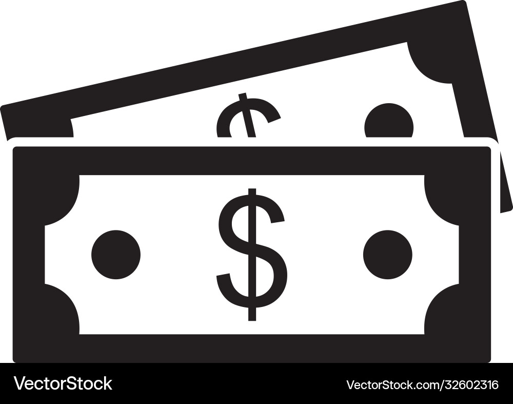 Money bills icon silhouette style Royalty Free Vector Image