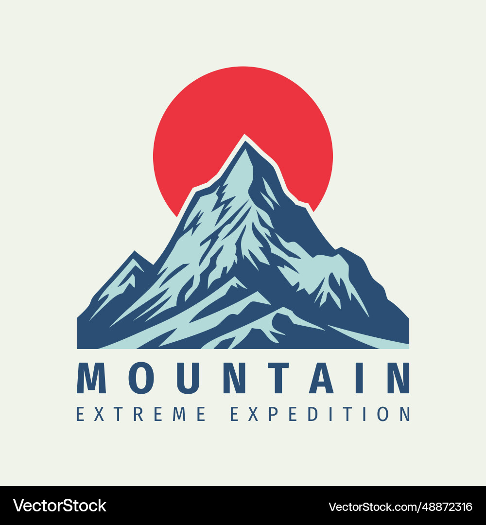 Mountain logo badge flat graphic design hiking Vector Image