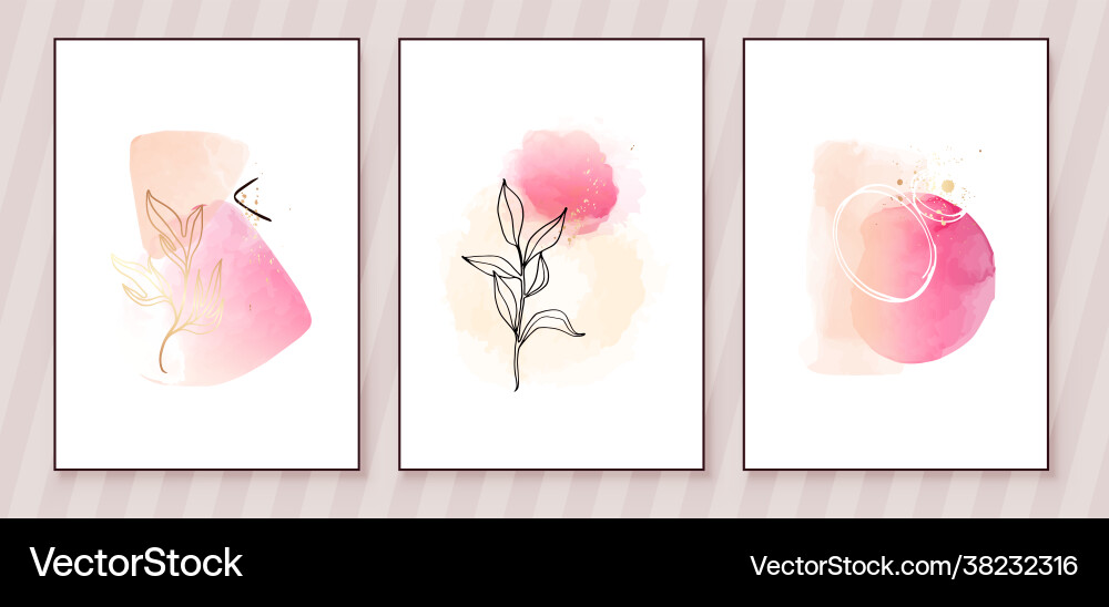 Pink and peach abstract watercolor compositions Vector Image