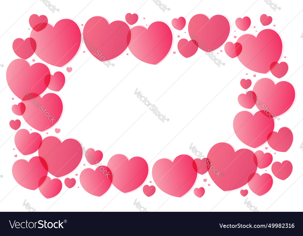 Red pink hearts valentines day frame border Vector Image