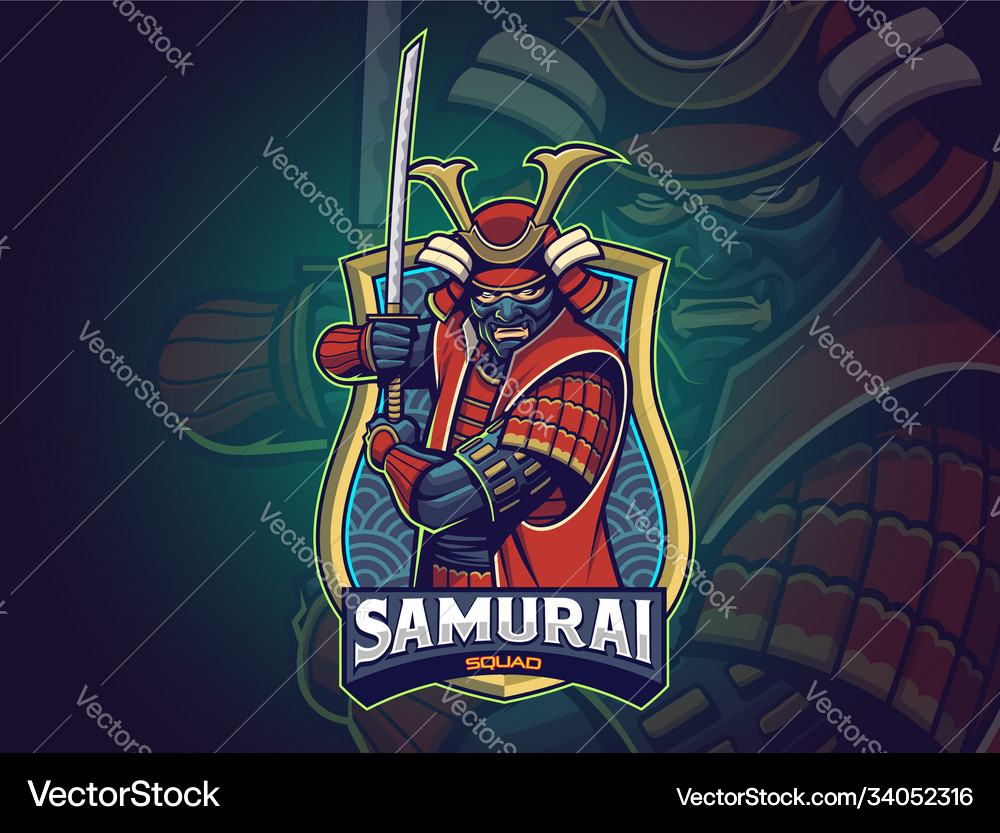 Samurai esports logo for your team Royalty Free Vector Image