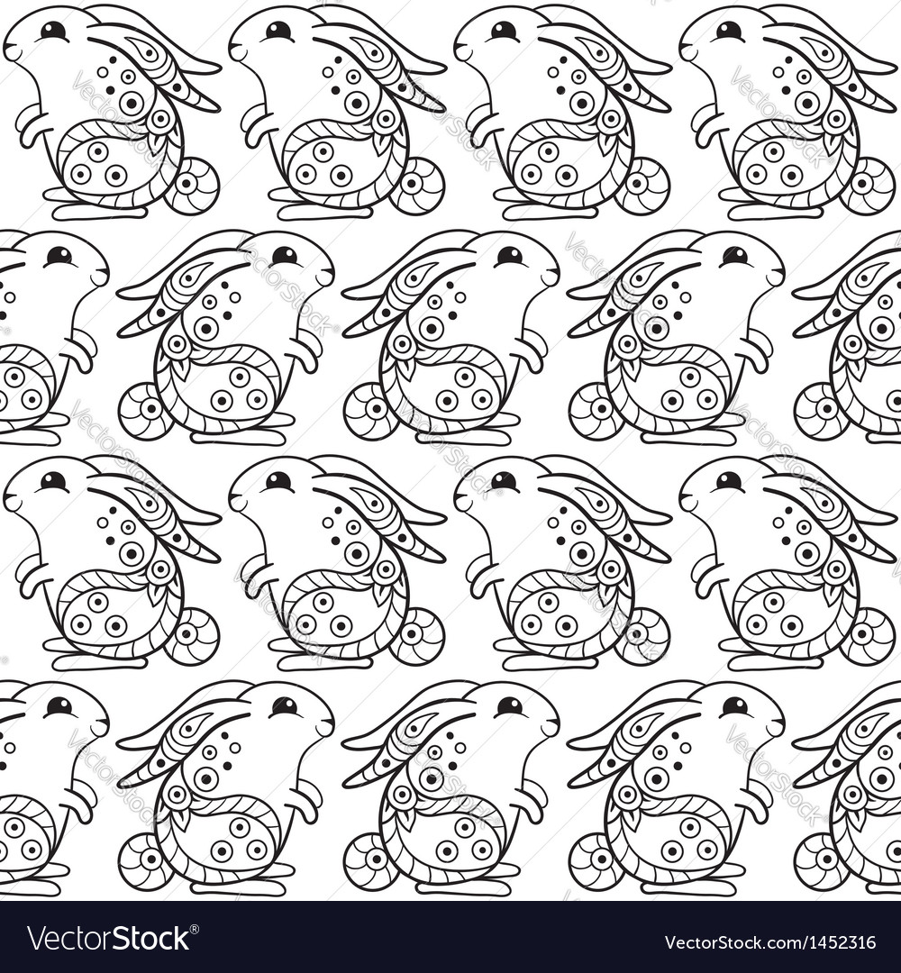 Seamless pattern with rabbits Royalty Free Vector Image