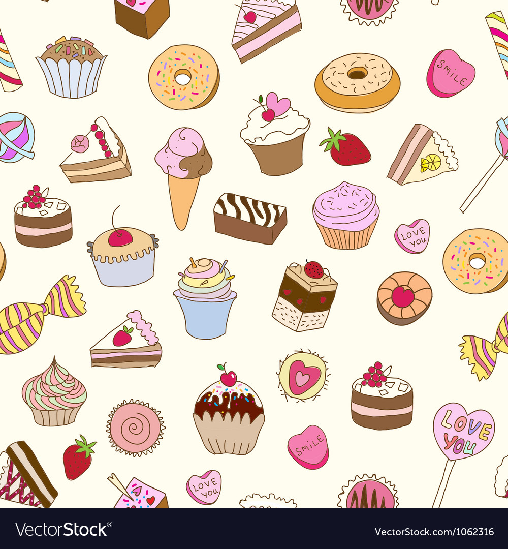 Seamless pattern with sweets Royalty Free Vector Image