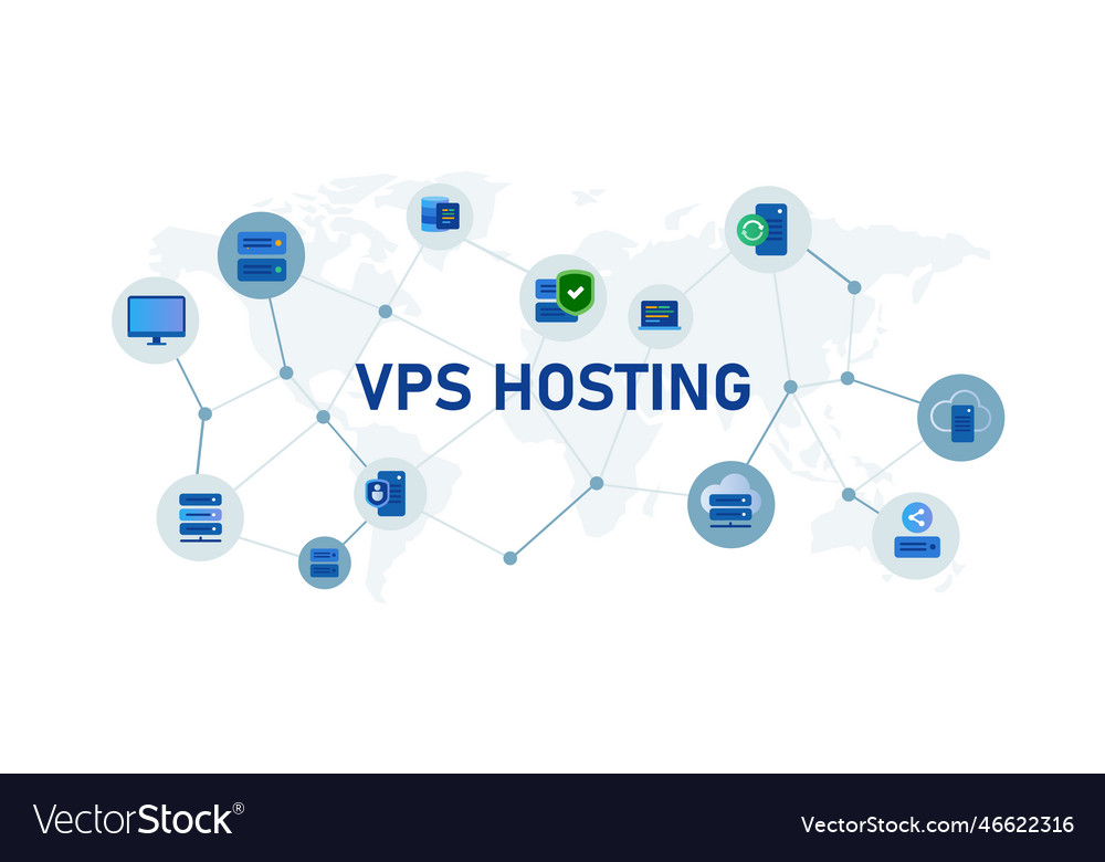 Vps virtual private server web hosting service Vector Image Vps virtual private server web hosting service Vector Image