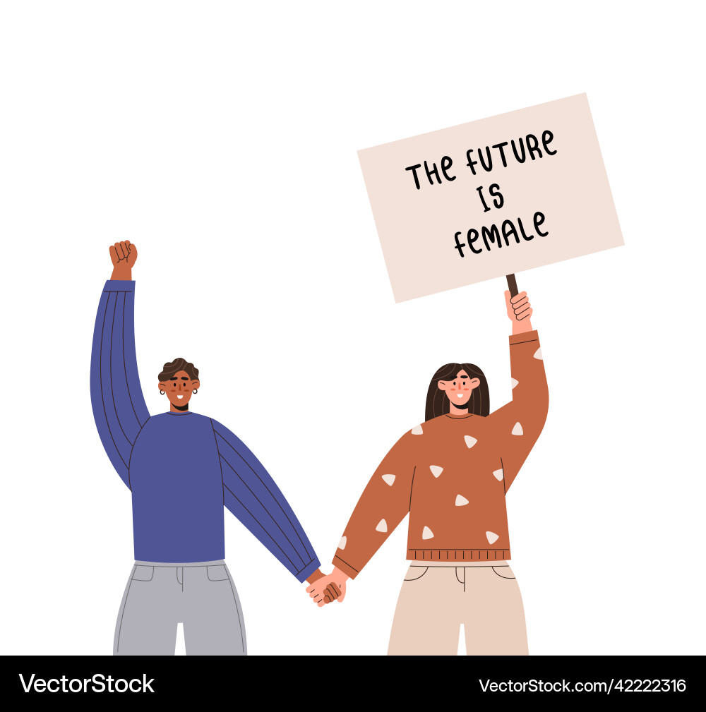 Women fight for their rights Royalty Free Vector Image