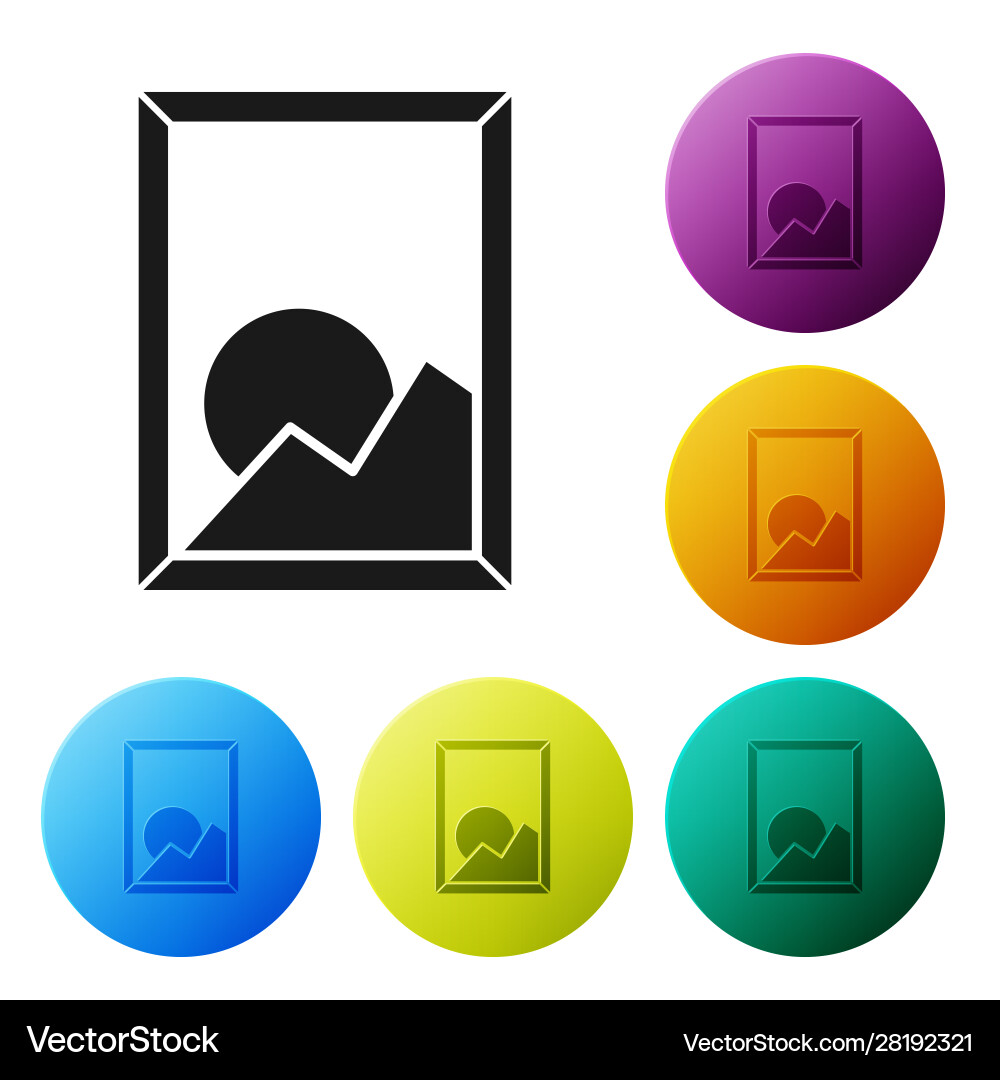 Black picture landscape icon isolated on white Vector Image