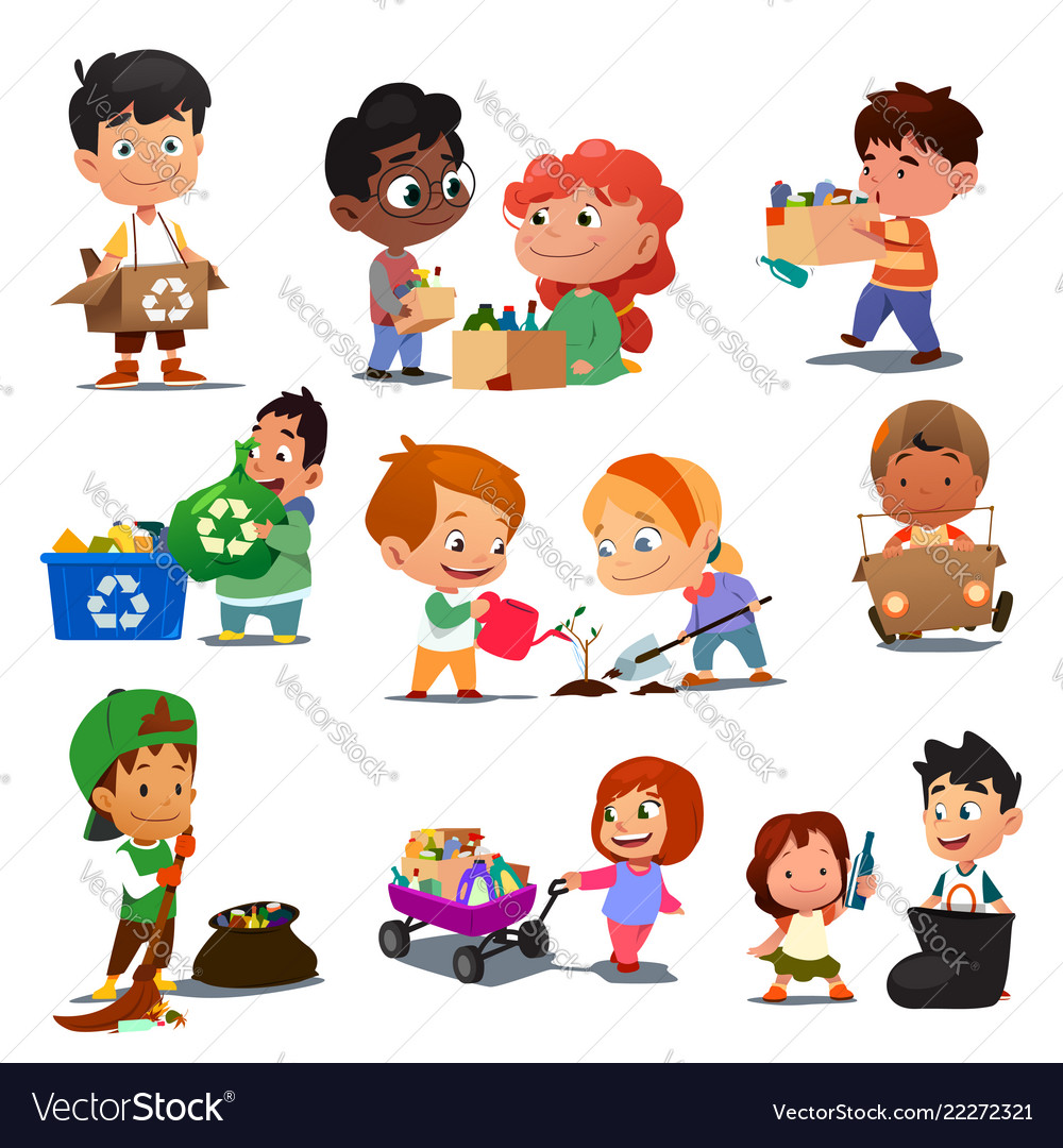 Children recycling Royalty Free Vector Image - VectorStock