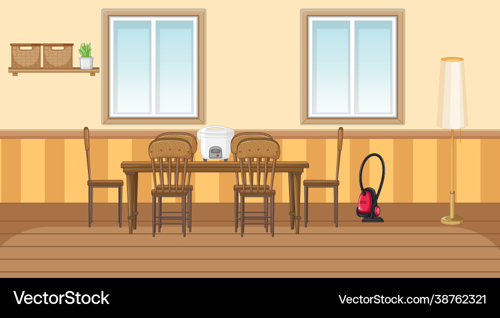 Dining room interior design with furniture Vector Image