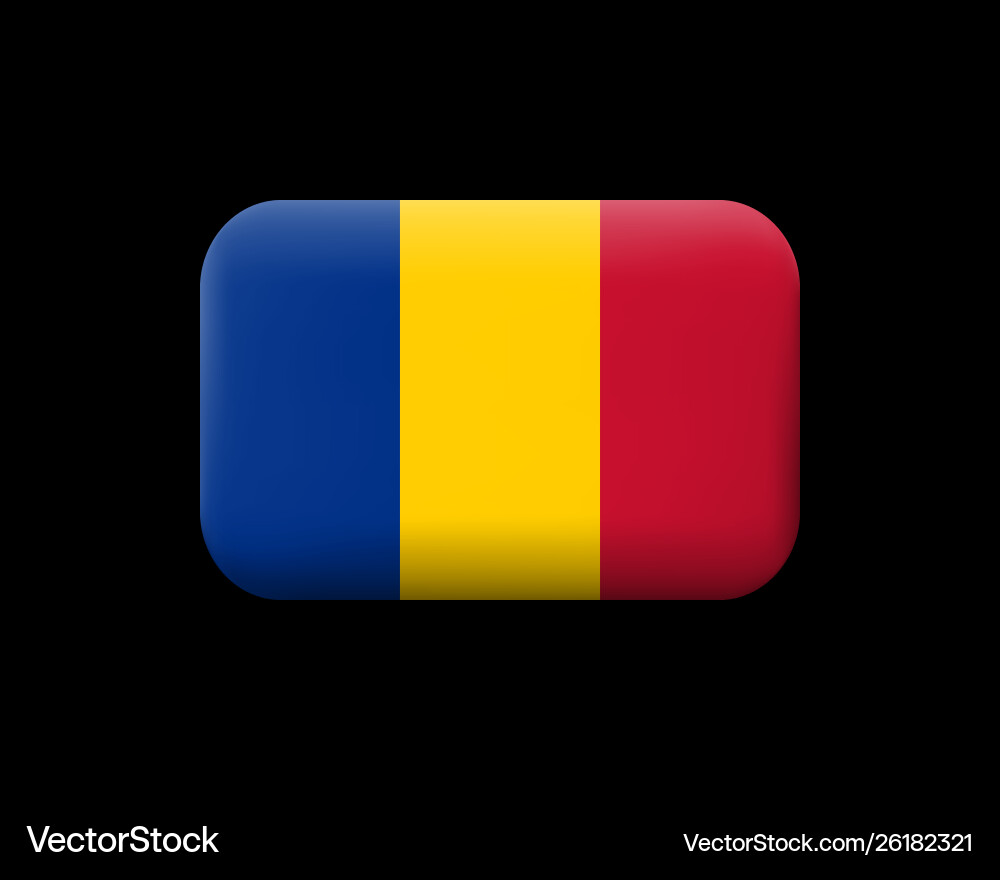 Flag chad matted icon and button rectangular Vector Image