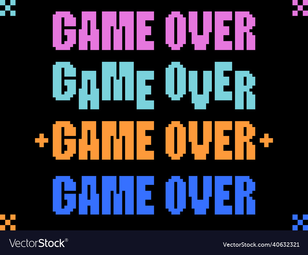 Game over pixel art text informing about Vector Image