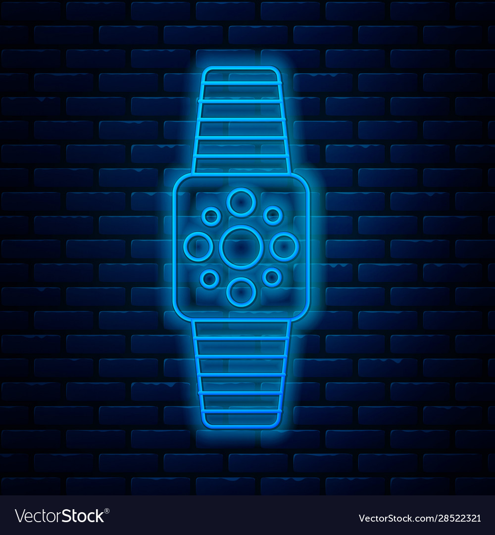 Glowing neon line smartwatch icon isolated Vector Image