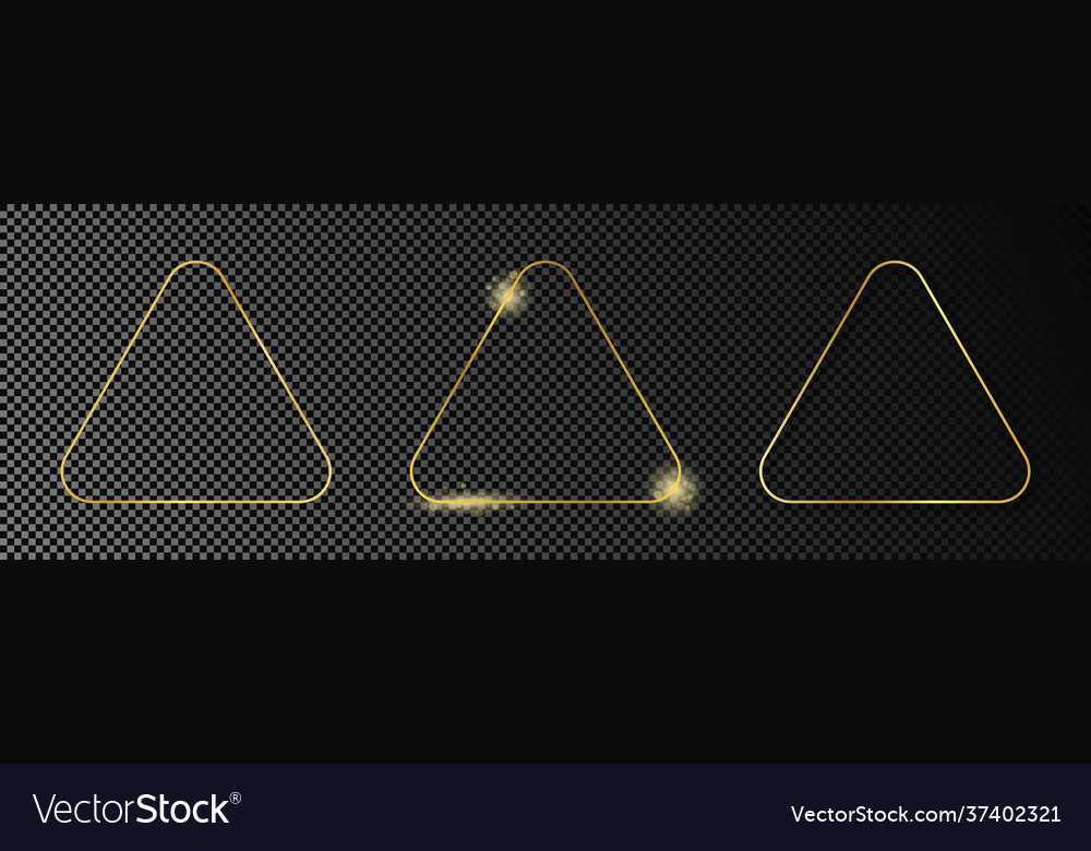 Gold glowing rounded triangle frame Royalty Free Vector