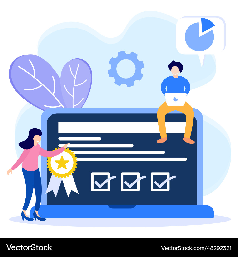 Graphic cartoon character of quality control Vector Image