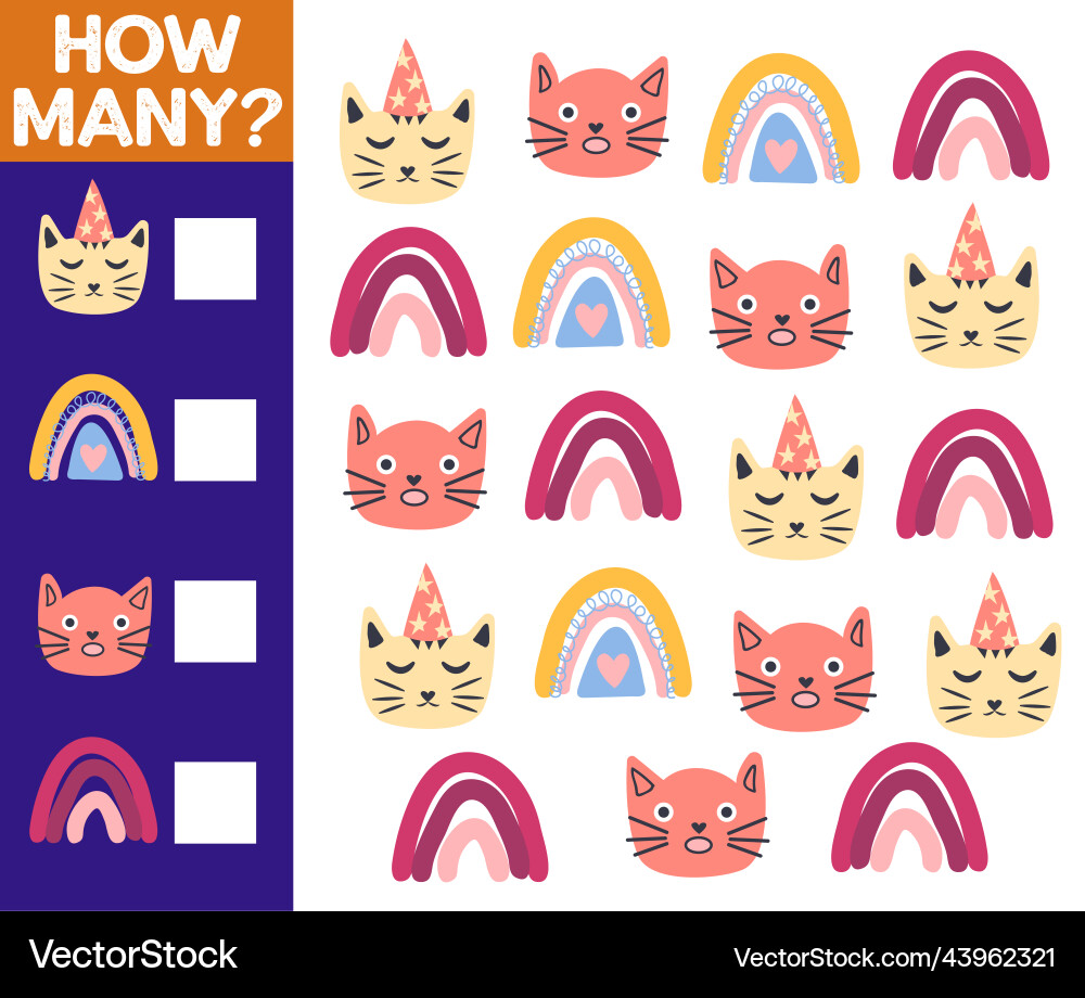 How many cat game for children printable worksheet